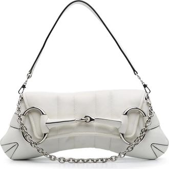 Gucci Hobo Bags - Small Leather Horsebit Chain Satchel - Gr. unisize - in Weiß - für Damen