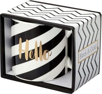 Draeger PARIS 1886 Hello Tasse, Noir/Or, 11.6 x 9.5 x 8.2 cm