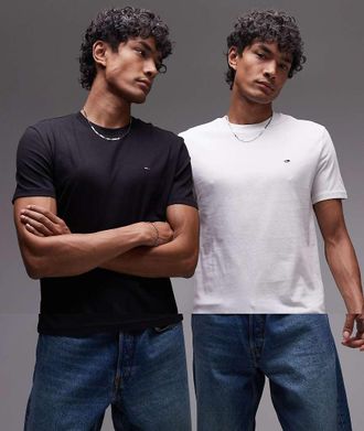 Tommy Jeans Lot de 2 t-shirts ultra slim - Noir et blanc