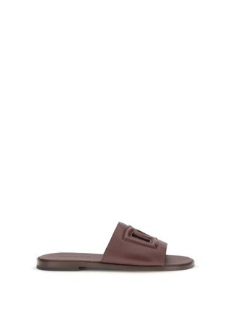 Dolce & Gabbana Mens Sandals Grained Calf Leather Burgundy