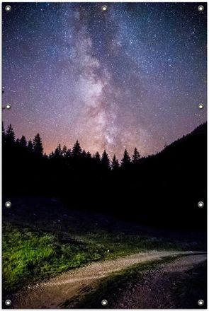Wallario Outdoor-Poster f&uuml;r Garten oder Balkon Pfad zur Milchstra&szlig;e, Motivbanner Gr&ouml;&szlig;e: ca. 100 x 150 cm, Outdoor-Bild