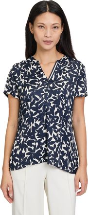 Betty Barclay Damen Blusentop mit Knopfleiste 38, Dunkelblau/Weiß