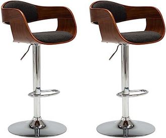 vidaXL Lot de 2 Chaises de Bar, Siège de Pub, Chaise de Bistrot, Meuble de Salle à Manger Cuisine Salon Maison Intérieur, Gris Bois Courbé et Tissu