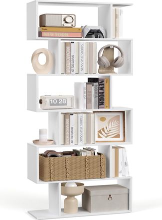 Vasagle Bücherregal, Regal mit 6 Ebenen, 24 x 70 x 191,6 cm, Standregal, Büroregal, freistehend, Dekoregal, zur Präsentation, modern, für Wohnzimmer, Schlafzi