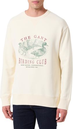 GANT Herren Graphic C-Neck Sweat Sweatshirt, Ivory White, L