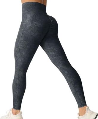 Generic Legging anti-cellulite pour femme - Lifting des fesses - Taille haute - Pantalon de sport moulant et l&eacute;ger - Legging de yoga pour femme, gris fonc&eacute;, X