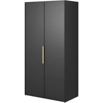 Selsey Frame - Kleiderschrank 2-t&uuml;rig mit Kleiderstange, 100 cm, schwarz - Selsey