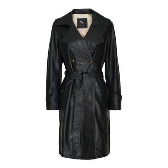BTF-CPH Leder Trenchcoat - - Coats - Damen - Schwarzk - XL