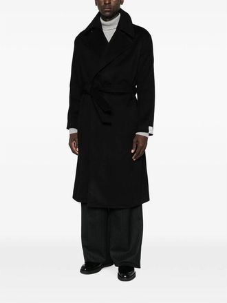 Caruso Single-Breasted Wool Coat - Black