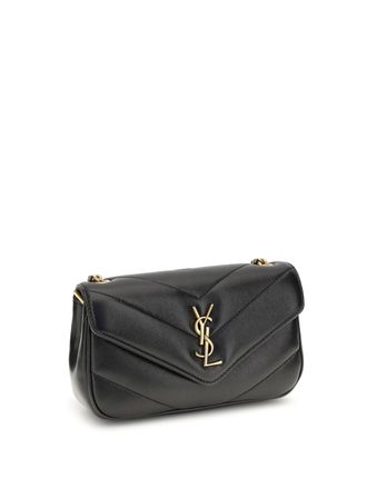 Saint Laurent Womens Lou Mini Shoulder Bag Nero Lamb Ovis Aries
