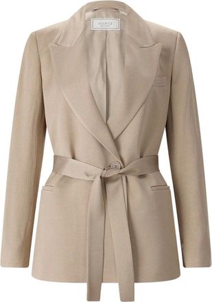 PESERICO Femme, Vestes, Beige, Taille: 36 FR Blazer Satin&eacute; Fluide en Viscose et Laine