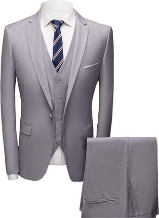 Generic Costume Smoking Homme, Coupe ajustée, idéal pour Un Mariage ou Une cérémonie. Veste, Gilet et Pantalon Style Smoking à Un Bouton. Costume daffaires