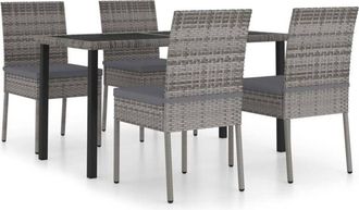vidaXL Vidaxl - Ensemble &agrave; manger de jardin 5 pcs R&eacute;sine tress&eacute;e Gris