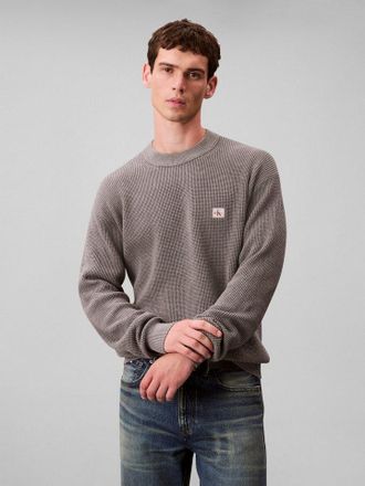 Calvin Klein Jeans Rundhalspullover LS EZ COTTON WAFFLE CRWNK SWTR 9 Rundhalsausschnitt, regular fit