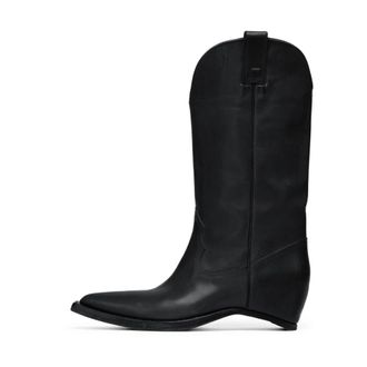 Maison Margiela Femme, Chaussures, Noir, Taille: 38 EU Bottines Pointues en Cuir Sans Talon