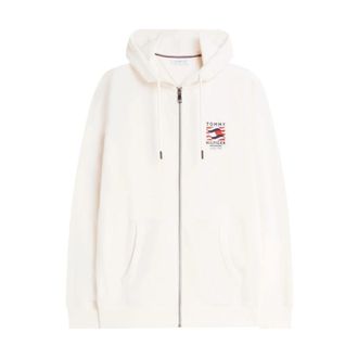 Tommy Hilfiger Flag Embroidery French Terry Zip-Thru Hoody - - Sweatshirts & Hoodies - Herren - Wei&szlig; - M