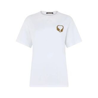 Roberto Cavalli Femme, Tops, Blanc, Taille: 38 FR T-shirt en coton avec Tigres