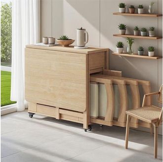 Generic Drop-Leaf-Tisch Aus Holz Mit 4/6 St&uuml;hlen, Mobiler K&uuml;chentisch, Ausziehbarer Esstisch, Multifunktional, Platzsparend, for Zuhause, Wohnzimmer, Restaura