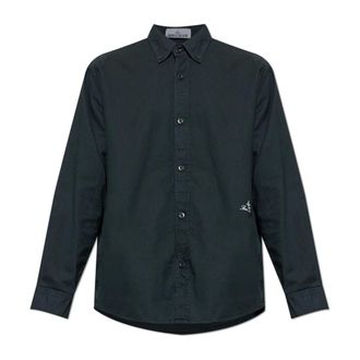 Stone Island Homme, Chemises, Noir, Taille: 2XL Chemise avec logo brod&eacute;