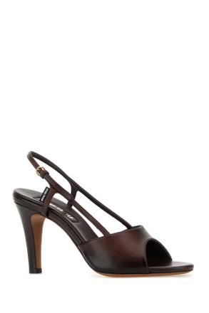 Miu Miu Womens Chocolate Leather Sandals Moro Sandali