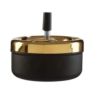 Premier Housewares 305224 Drehaschenbecher, mattschwarz/goldfarben, mittelgroß