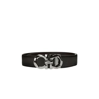 Ferragamo Wendbarer Gancini-Schnalleng&uuml;rtel aus geh&auml;mmertem Kalbsleder - - Accessories - Herren - Schwarzk - 105 CM