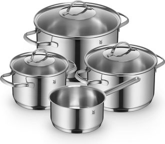 WMF Provence Plus Topfset Induktion 4-teilig, Kochtopf Set mit Glasdeckel, Cromargan Edelstahl poliert, unbeschichtete T&ouml;pfe