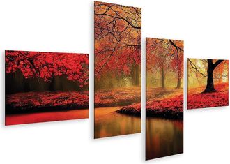 Islandburner Bild auf Leinwand Herbstpark Fluss gelbe Blätter Landschaft Digitale KI Kunstwerk Bilder Wandbilder Poster