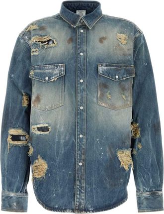 VETEMENTS Jeanshemd im Distressed-Look - Blau
