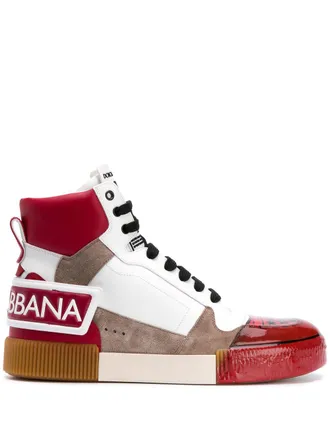 Dolce & Gabbana baskets montantes DNA &agrave; design &agrave; empi&egrave;cements - WHITE/RED