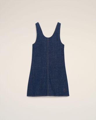 Ami Robe Courte A Bretelles Bleu en Coton Bleu - XXS - Femme