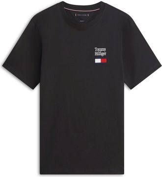 Tommy Hilfiger T-Shirt mit Flag-Stickerei in Jersey-Qualit&auml;t, Regular Fit in