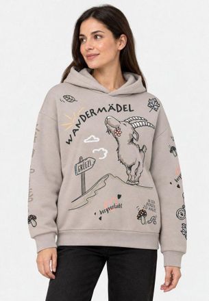 Eight2Nine Hoodie Oversize Graffiti Print Lange &Auml;rmel f&uuml;r Damen (1-tlg) Innen angeraut, Seitliche Nahttaschen, Silikongewaschen
