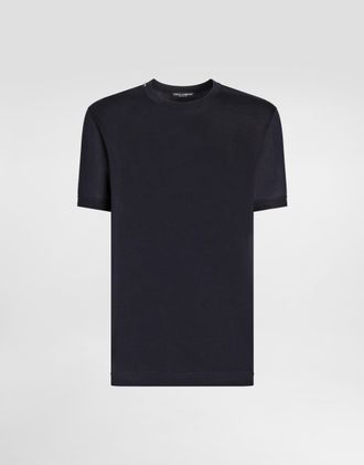 Dolce & Gabbana T-shirt Aus Seidenjersey - Mann T-shirts Und Polos Blau 48