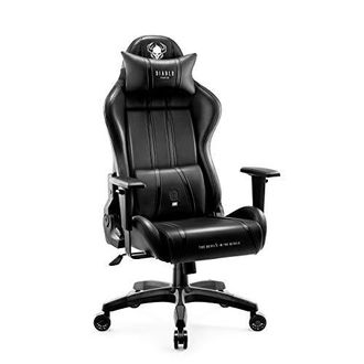Diablo X-One 2.0 Gaming Stuhl Gamer Chair Bürostuhl Schreibtischstuhl Verstellbare Armlehnen Ergonomisches Design Nacken/-Lendenkissen Wippfunktion Schwarz N