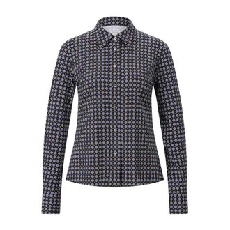 Caliban Chemisier Slim-Fit avec Motif - Femme - Blouses et Chemises - Bleu - Taille: 36 FR