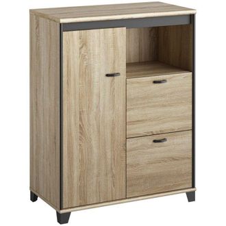 Calicosy Calicosy - Buffet haut 1 porte et 2 tiroirs en chêne sonoma et gris - rafael