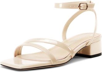 Castamere Femmes Bas Bloc Chunky Talon Heel Carr&eacute; Bout Lani&egrave;res Cheville Sandales Dress Mariage Party Chaussures 3.5 CM Heels Nude 43 EU