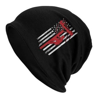 Generic Femme Homme Bonnet &Agrave; Revers C&acirc;bleur &Eacute;lectrique avec Drapeau Am&eacute;ricain Bonnet dhiver Mode Bonnets Tricot&eacute; Chaud Bonnets De Ski pour Quotidien Ski Patin