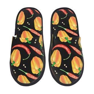 Generic Pantoufles DH&ocirc;tel Poivrons Rouges Portative Slippers Peluche Maison Slippers Pour Chambre Voyage Spa M