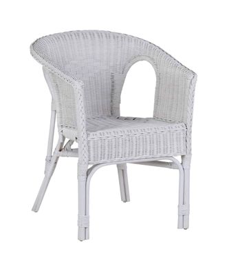 MiaM&ouml;bel Armlehnstuhl Rattan 57x75x56 cm Landhausstil Rattan Wei&szlig;