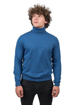 DALLE PIANE CASHMERE Rollkragenpullover aus gemischtem Kaschmir, Made in Italy - Herren, Farbe: Blu Royal, Größe: XXL