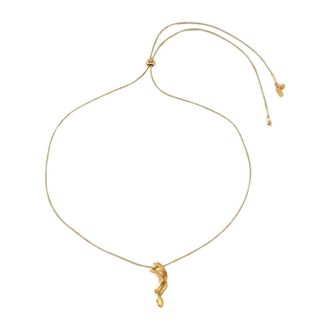 Dansk Copenhagen Ingrid Waterproof 18K Gold Plated Long Necklace - Adjustable Chain & Brushed Stainless Steel - - Accessories - Damen - Gelb - ONE SIZE