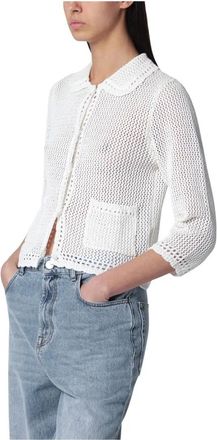 Dunst Femme, Pulls, Blanc, Taille: 40 FR Collared Crochet Cardigan