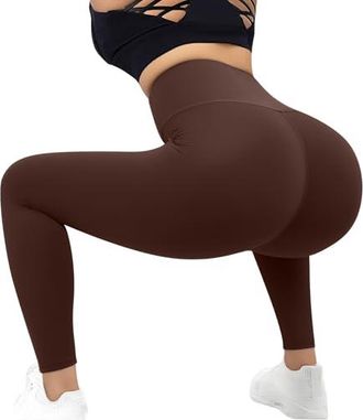 Generic Legging froiss&eacute; pour femme - Amplify Contour sans couture - Pantalon dentra&icirc;nement de gym, de yoga pour femme - Taille haute - Contr&ocirc;le du ventre - V&ecirc;