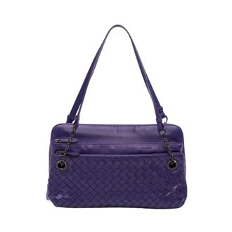 Bottega Veneta Pre-owned Gewebte Leder Umh&auml;ngetasche mit Ketten-Detail - - Pre-owned - Damen - Lila - ONE SIZE