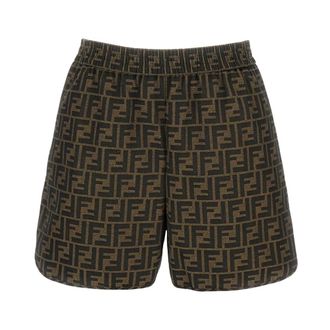 Fendi FF Logo Baumwollmisch-Shorts - - Shorts - Damen - Braun - XS