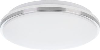 Eglo LED Deckenleuchte Marunella, Wandlampe &Oslash; 34 cm in Stufen dimmbar, Deckenlampe aus Stahl in Silber und Kunststoff Wei&szlig;, Wohnzimmerlampe neutralwei&szlig;