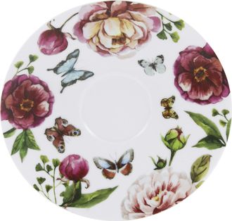 CREATABLE Teller 16cm Enjoy Roses ws (1 Stück) - Keramik, Geblümt, Traditionell Floral, Dinner Plate
