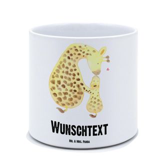 Mr. & Mrs. Panda Personalisierter XL Blumentopf Giraffe Kind - Personalisierte Geschenke, Gro&szlig; Aus Keramik Mit Gravur, Gro&szlig;er Pflanzk&uuml;bel Selbst Gestalten, Namen, Lieb